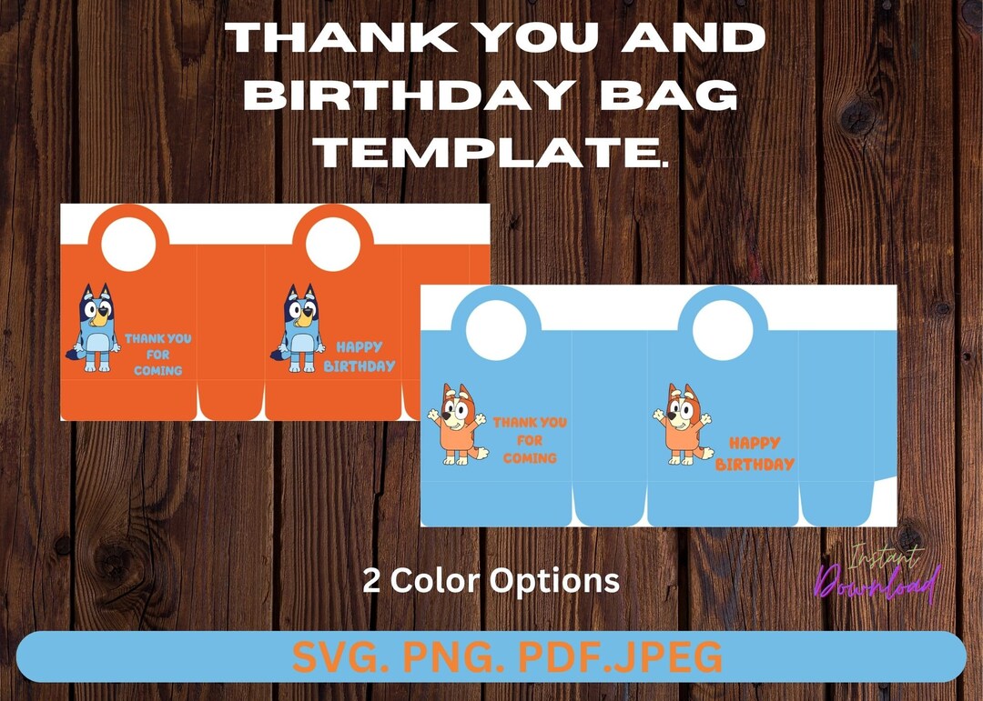 Bluey Birthday Bag Template - Etsy