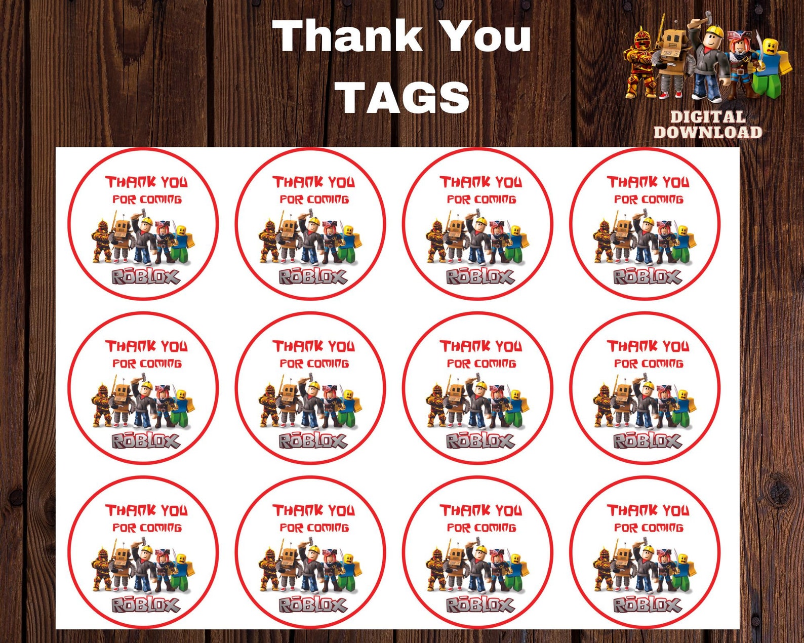 ROBLOX Thank You Tags - Etsy