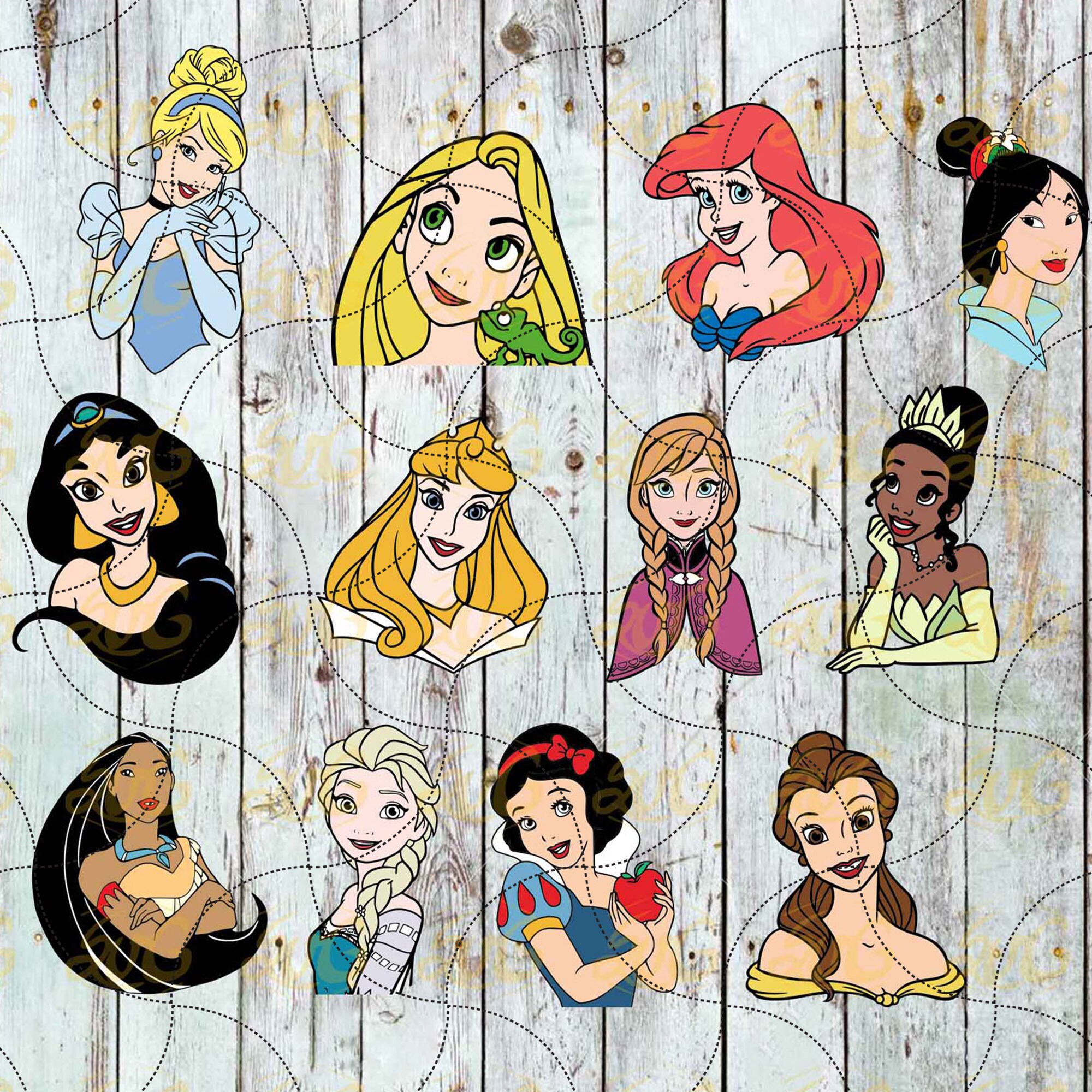 Disney Princesses Face Svg Disney Svg Princess Svg Cartoon Etsy
