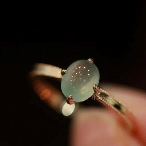 Ice Jade Oval Bezel Engagement Ring Genuine Jadeite Promise - Etsy