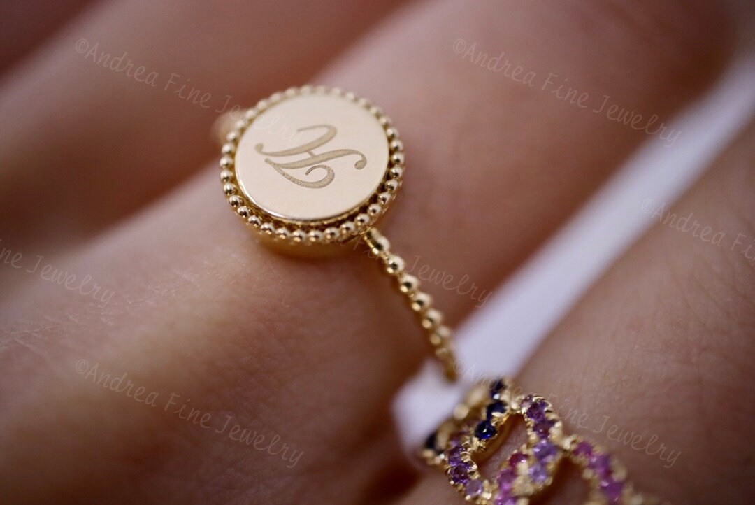 Customized Cursive Initial Ring, Script Initial Ring, Engraved Initial ...