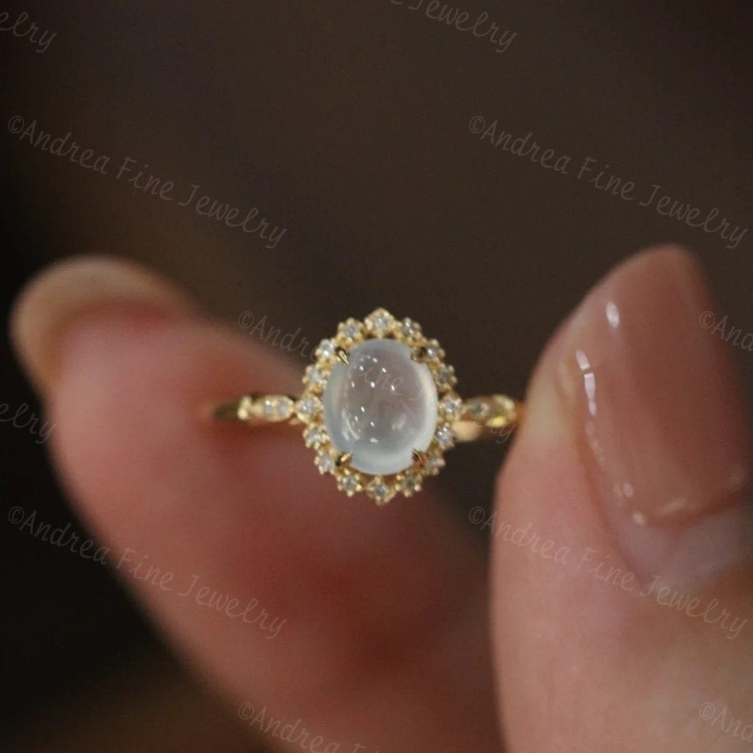 Imperial Jade Wedding Ring, Natural Icy Jadeite Ring, Vintage Floral ...