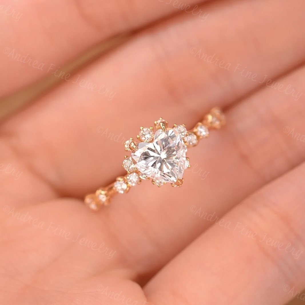 Love Heart Engagement Ring Heart Shaped Moissanite Wedding | Etsy
