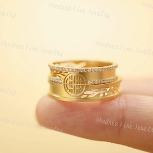 Unique Couple Ring, Chinese Double Happiness Wedding Ring for Couples ...