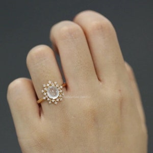 Art Deco Icy Jadeite Promise Ring, Natural White Ice Jade Ring, Vintage ...