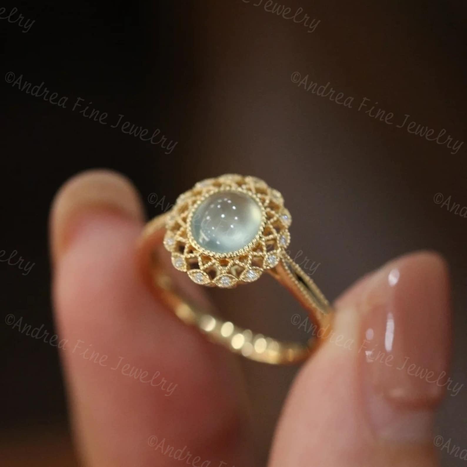 Jade Flower Diamond Ring Art Deco Jade Ring Vintage Jadeite - Etsy