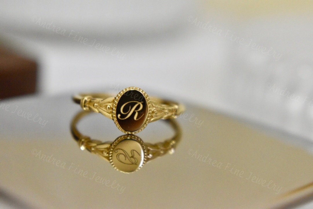 Personalized Initial Braided Band, Cursive Stackable Initial Ring ...