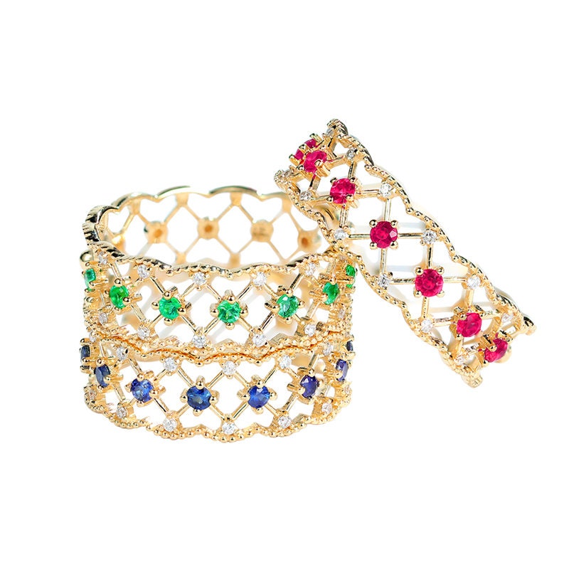 Wide Stacked Band Ring, Stackable Gemstone Rings, Ruby Mothers Rings ...