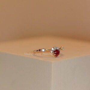 Trillion Cut Lab Ruby Matching Wedding Band, Dainty Stackable Ring, Delicate Stack Ring, Lab ...