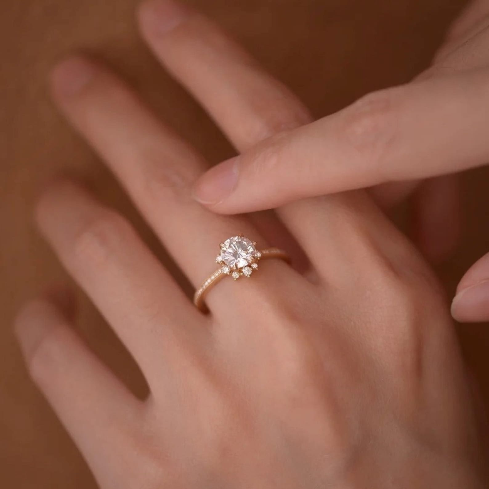 Round Cluster Engagement Rings Vintage Promise Rings Diamond - Etsy