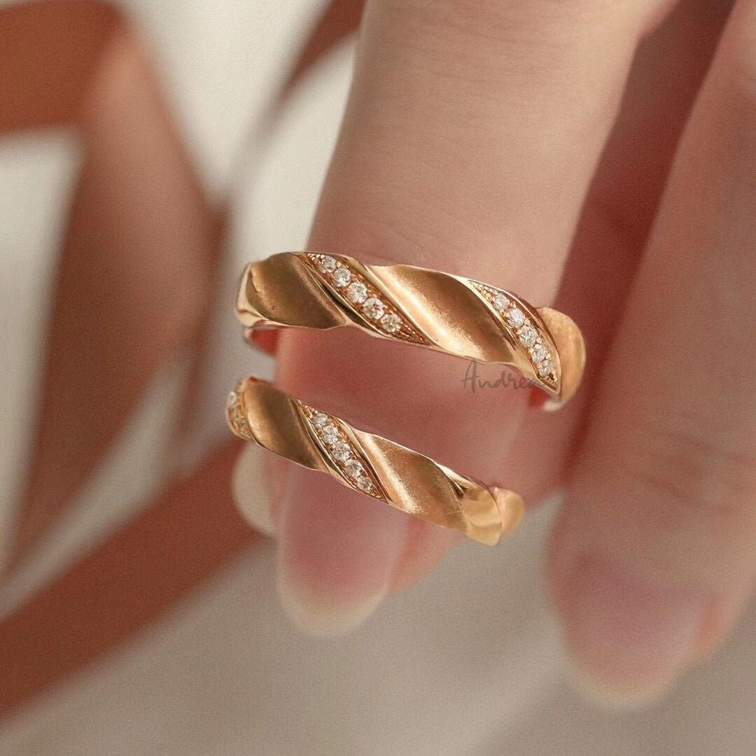 Matching Promise Rings for Couples, Stackable Diamond Rings, Unique ...