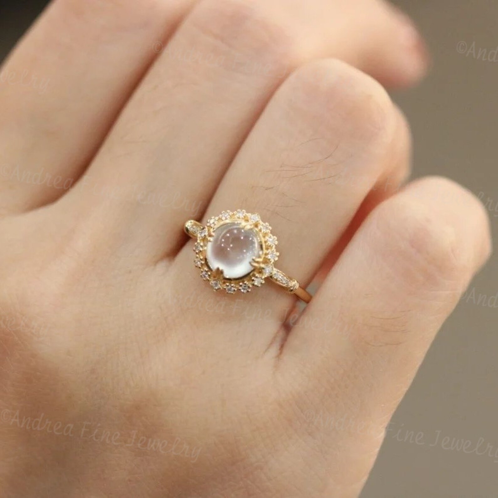 14k High Translucency Ice Jade Ring Vintage Floral Halo - Etsy