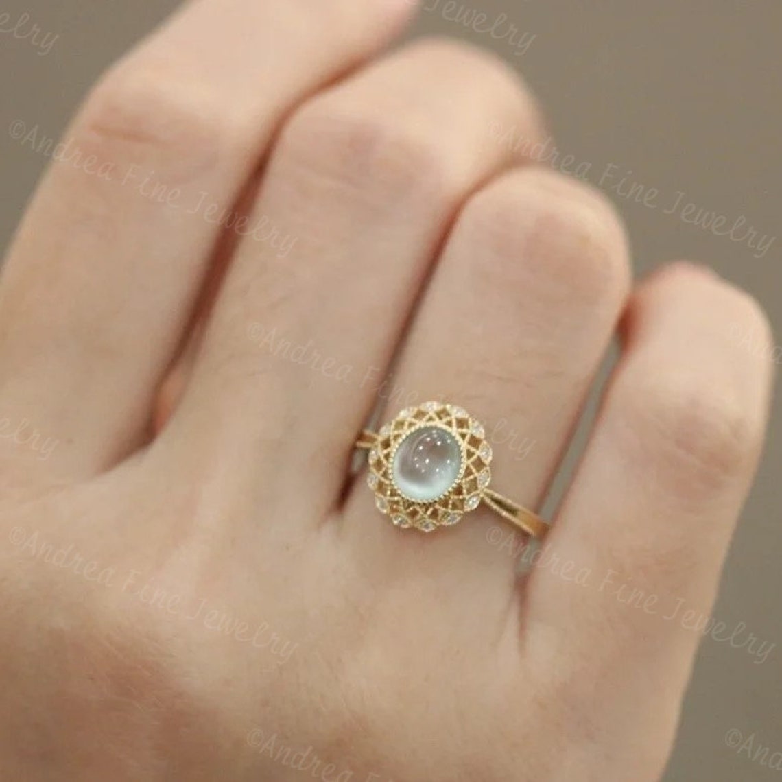 Jade Flower Diamond Ring Art Deco Jade Ring Vintage Jadeite - Etsy