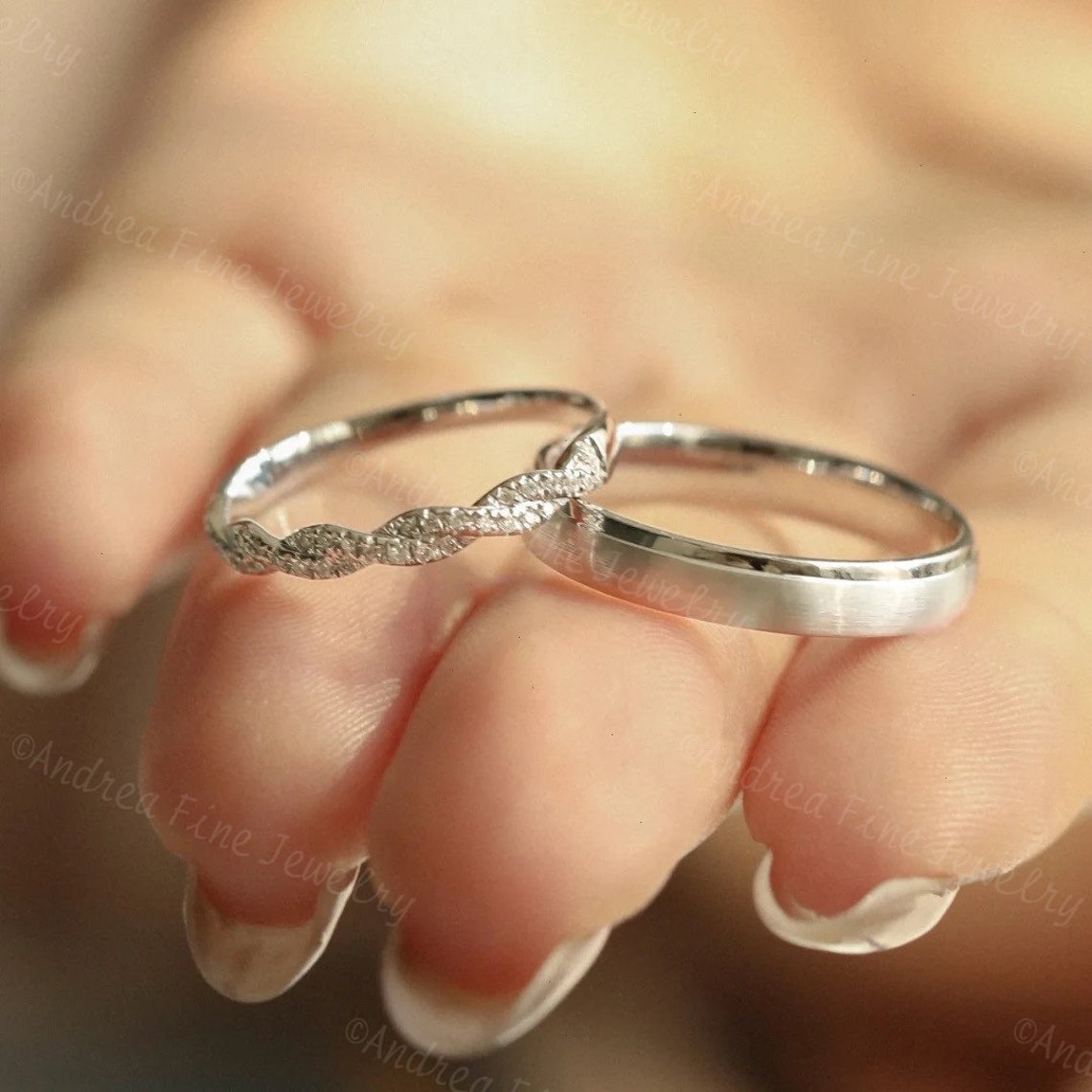 His and Hers Matching Wedding Rings Couple Band Rings Pair - Etsy
