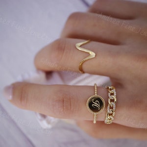 Customized Cursive Initial Ring, Script Initial Ring, Engraved Initial ...