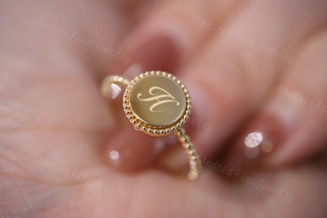 Customized Cursive Initial Ring Script Initial Ring Engraved - Etsy