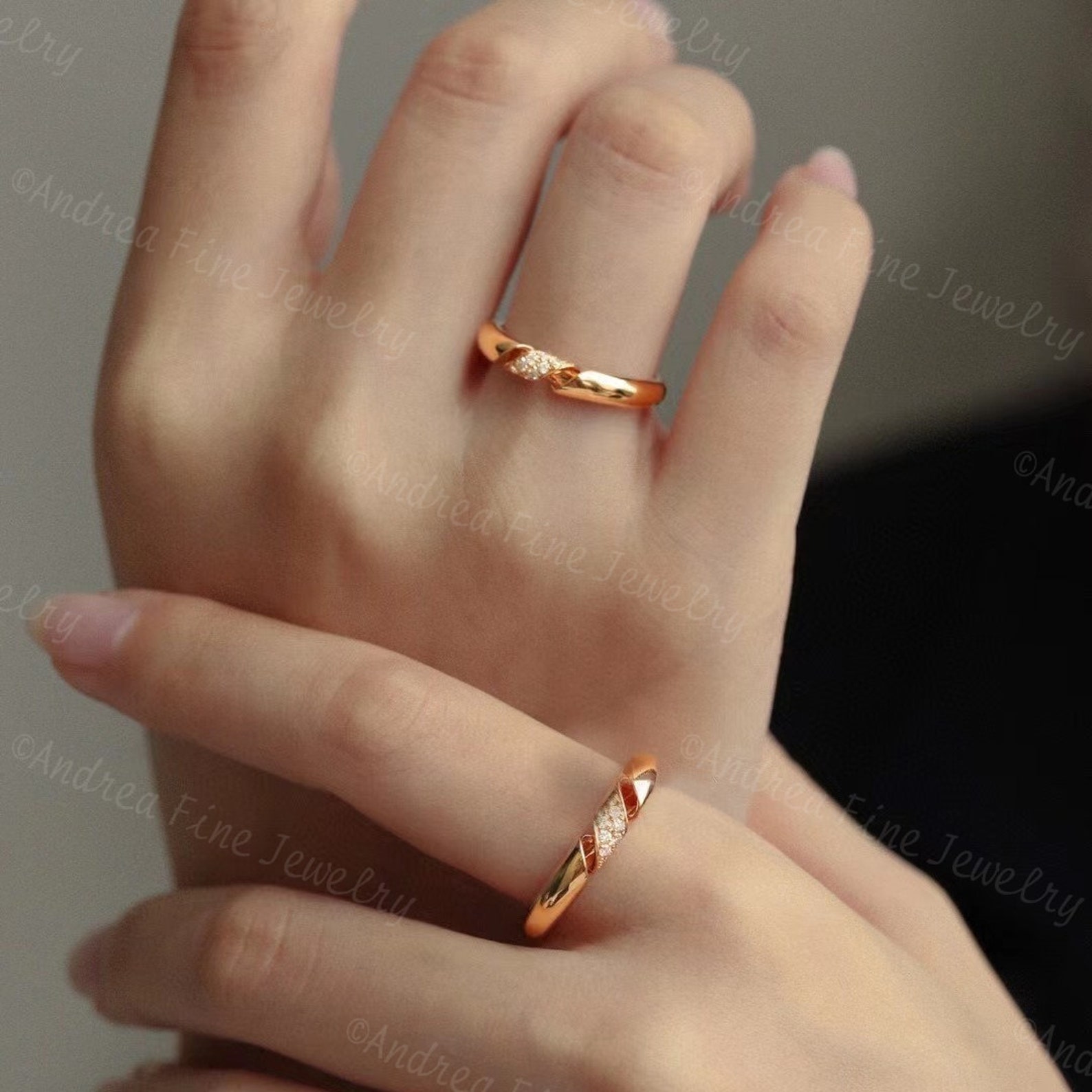 14k Gold Unique Couple Ring Wedding Band Sets for Couples - Etsy