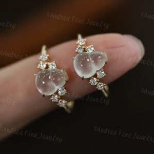 High Translucent Ice Jadeite Calabash Diamond Anniversary Rings, Jade ...