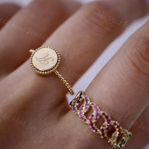 Customized Cursive Initial Ring, Script Initial Ring, Engraved Initial ...