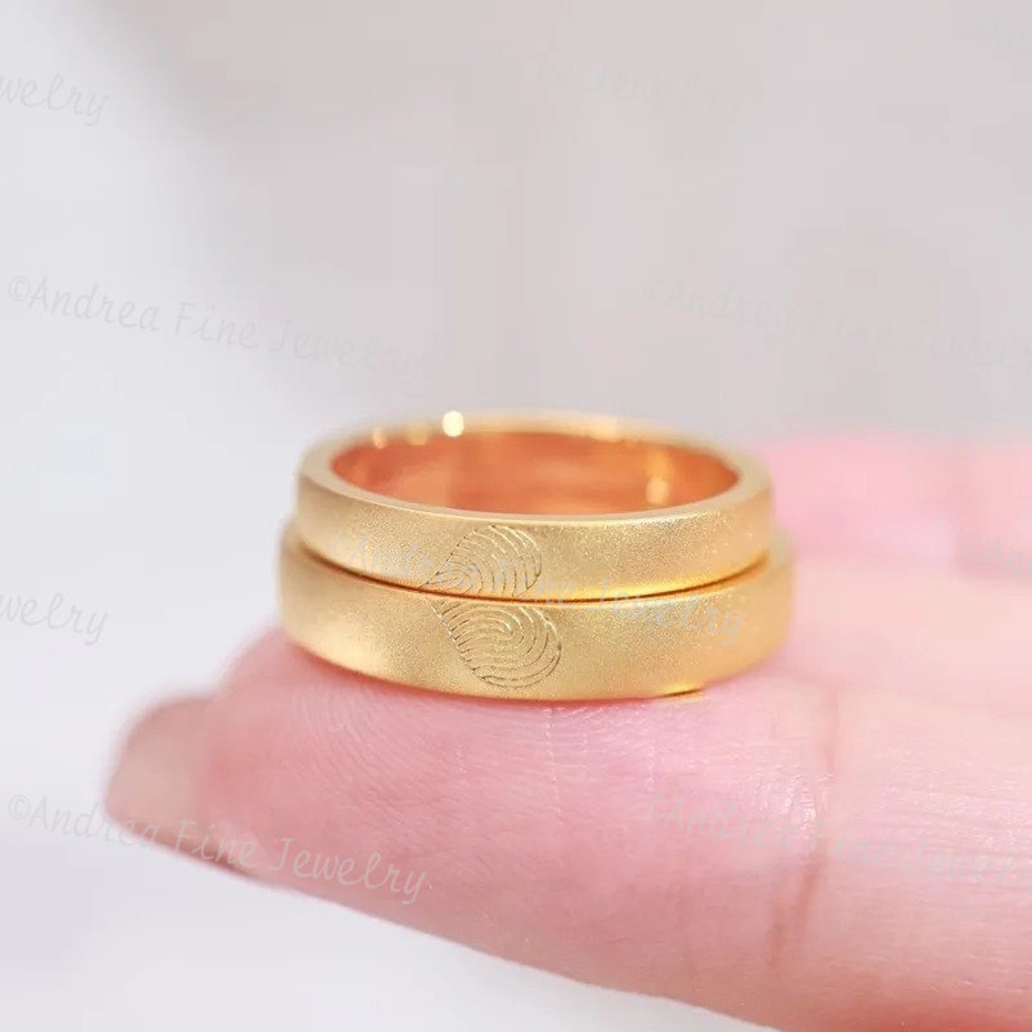 Unique Couple Ring Thumbprint Memorial Rings Matching - Etsy