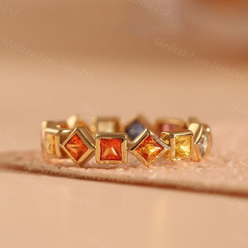 Ruby Eternity Band Bezel Set Band 14K Solid Gold Full - Etsy