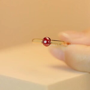 Round Ruby Cabochon Stackable Wedding Band, Simple Round Gemstone Band ...