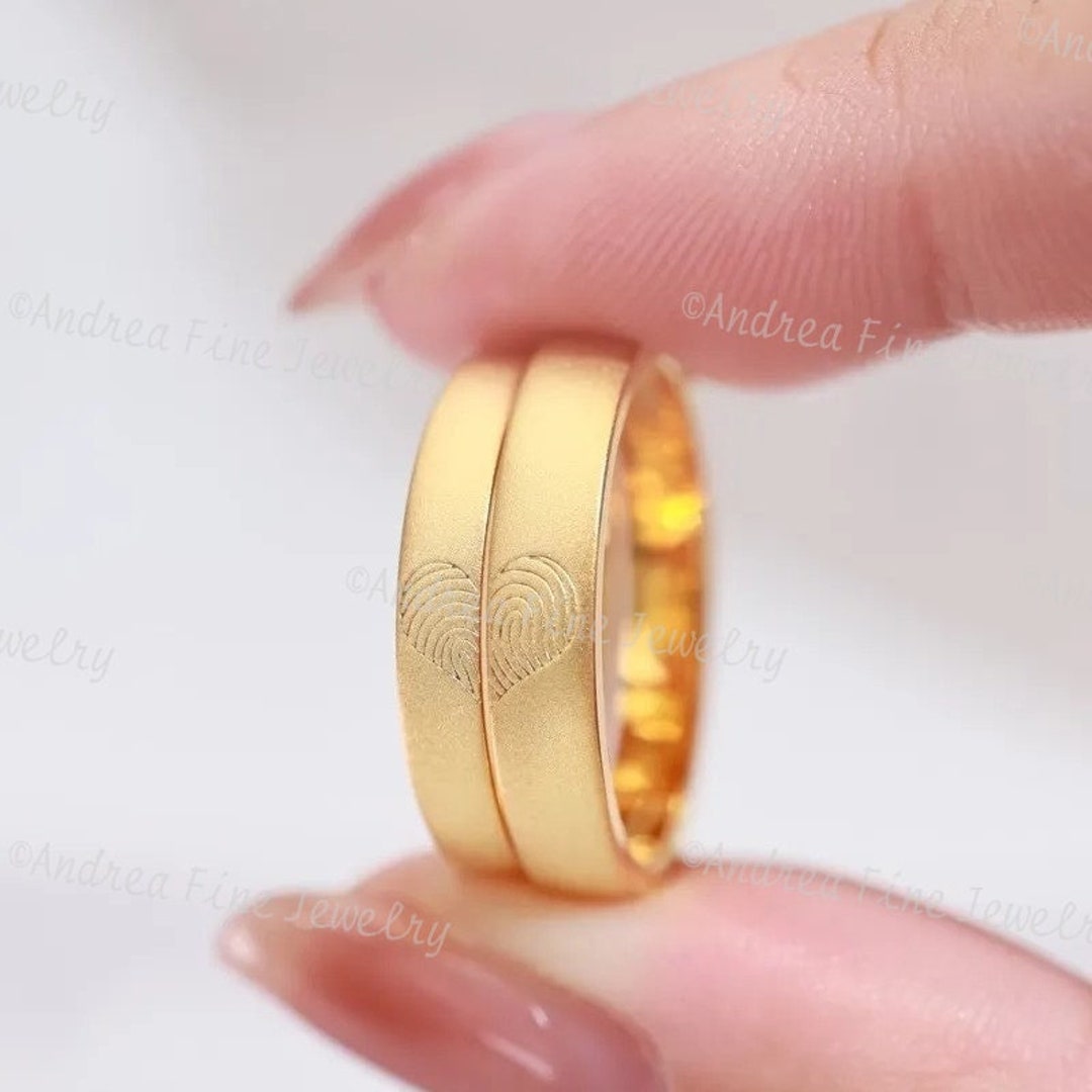 Unique Couple Ring, Thumbprint Memorial Rings, Matching Fingerprint ...