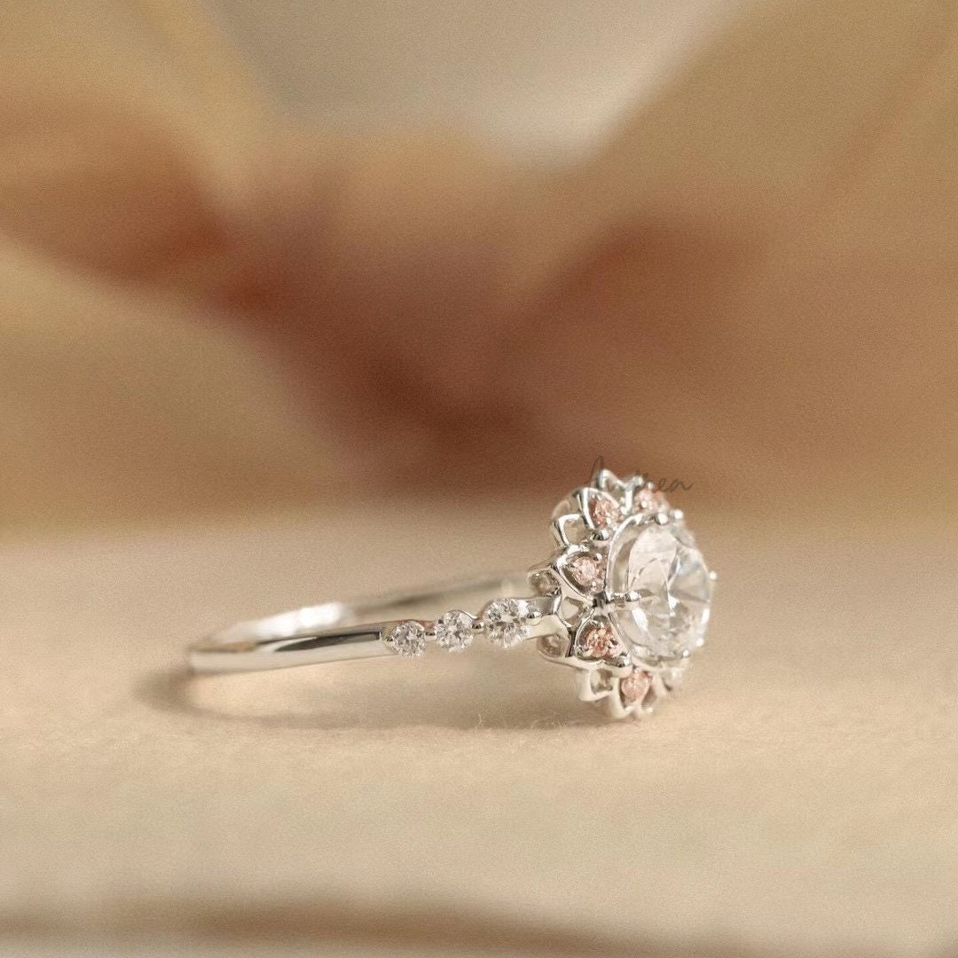 Blooming Flower Engagement Ring Pink Sapphire Promise Rings - Etsy