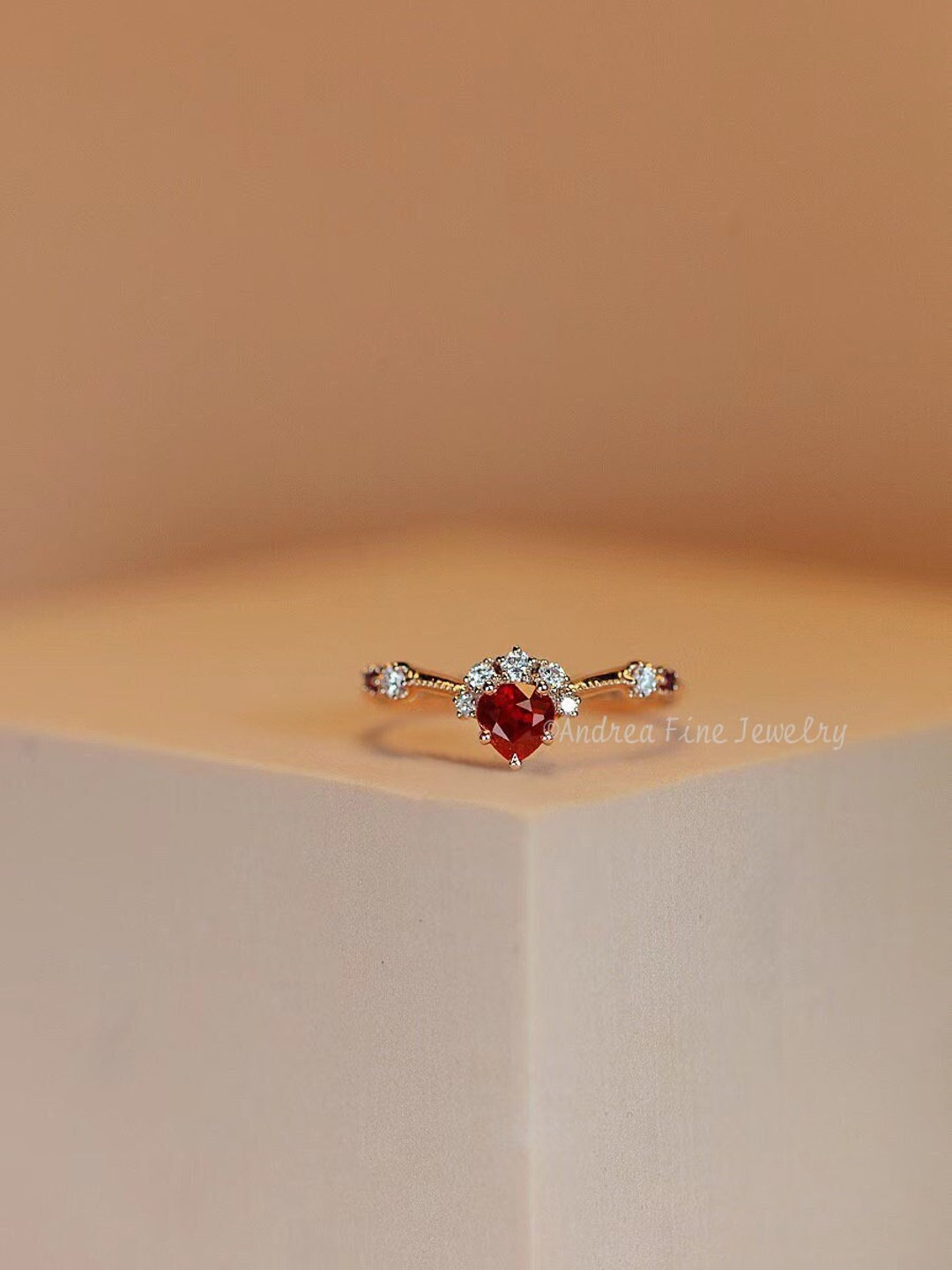 Trillion Cut Lab Ruby Matching Wedding Band, Dainty Stackable Ring, Delicate Stack Ring, Lab ...