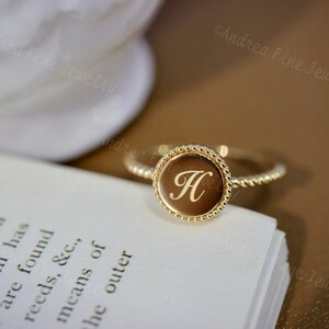 Customized Cursive Initial Ring, Script Initial Ring, Engraved Initial ...