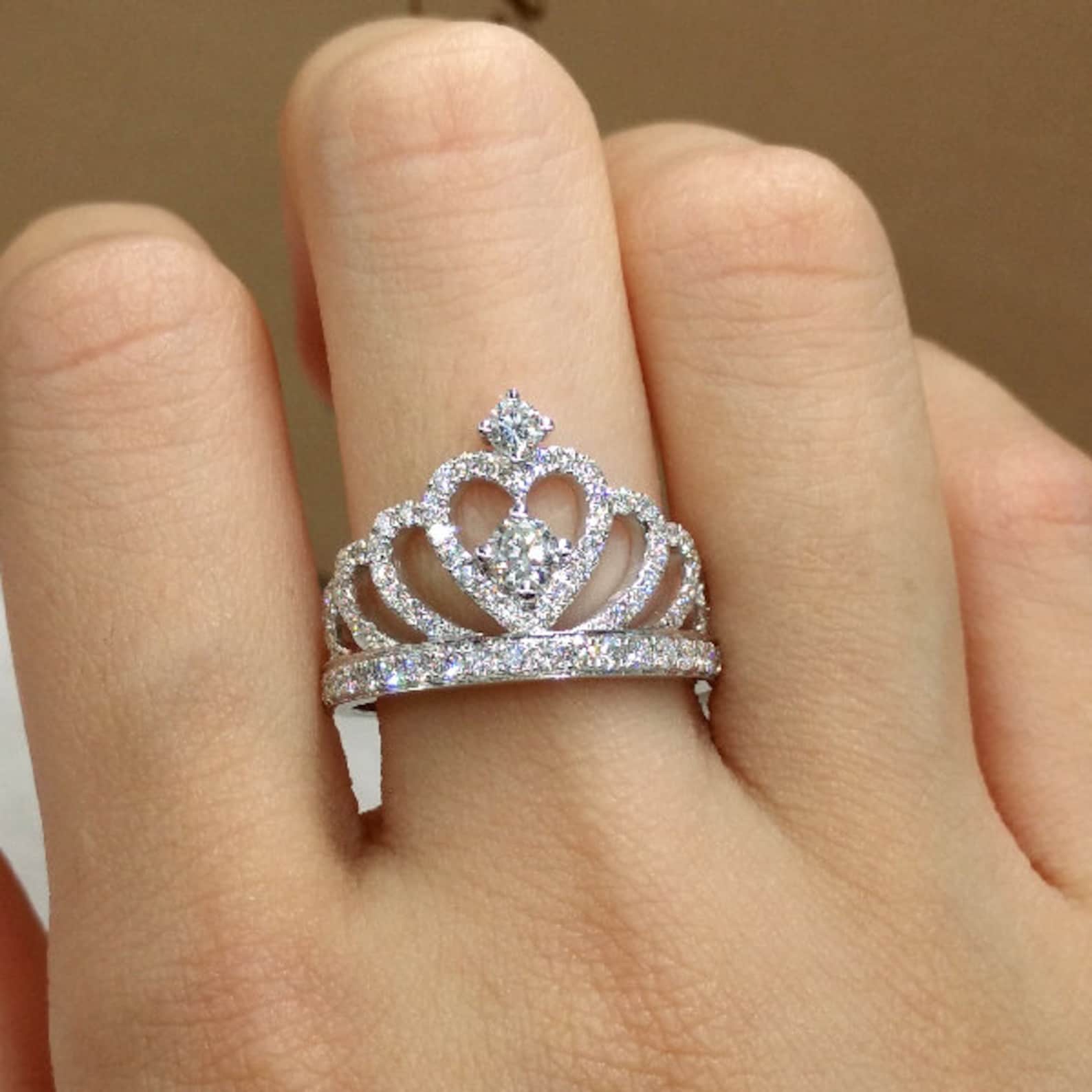 Princess Crown Ring, Crown Wedding Rings, Tiara Ring, Crown Promise ...