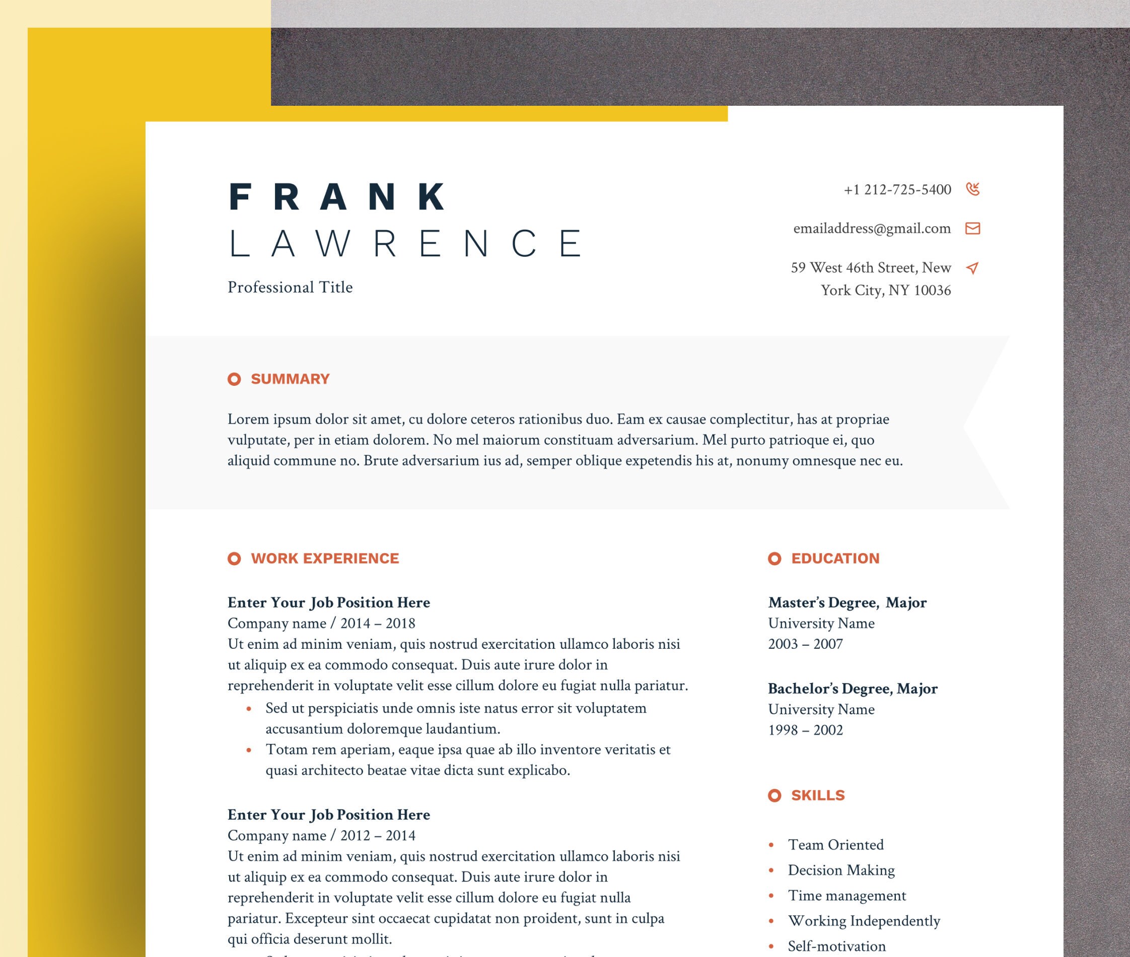Modern Resume Template for Word Creative Resume Design - Etsy