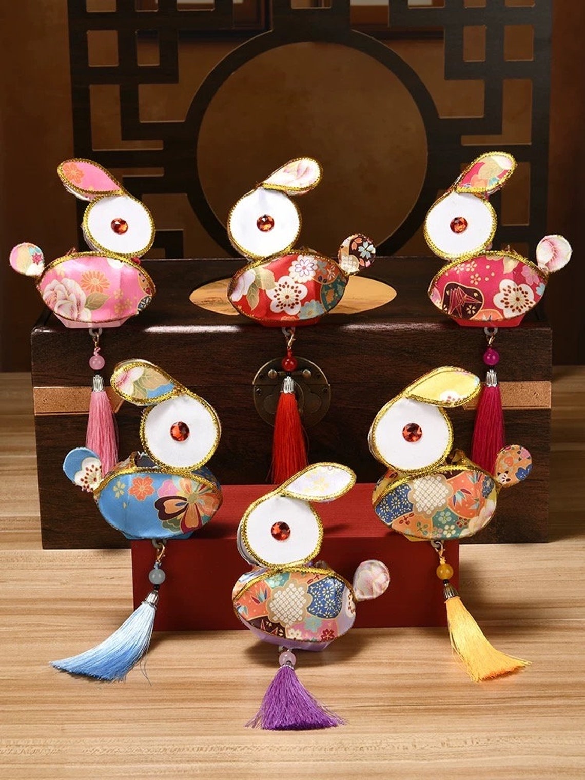 2 Chinese Mini Rabbit Lantern Mid Autumn Festival Decor CNY Decor Kids ...