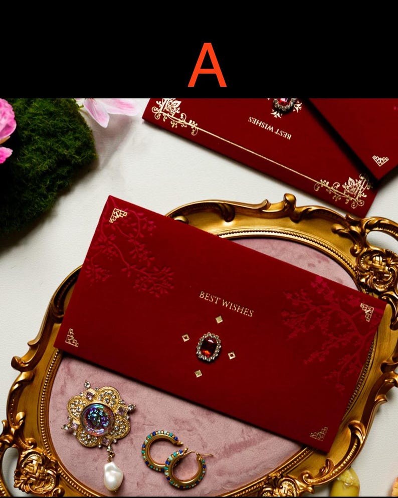 Velvet Red Lucky Money Envelope With Gem, CNY Wedding Gift - Etsy