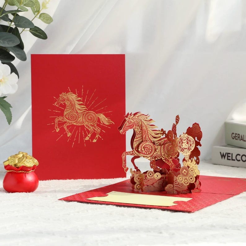 3D Chinese New Year Card, Year of the Horse - Etsy