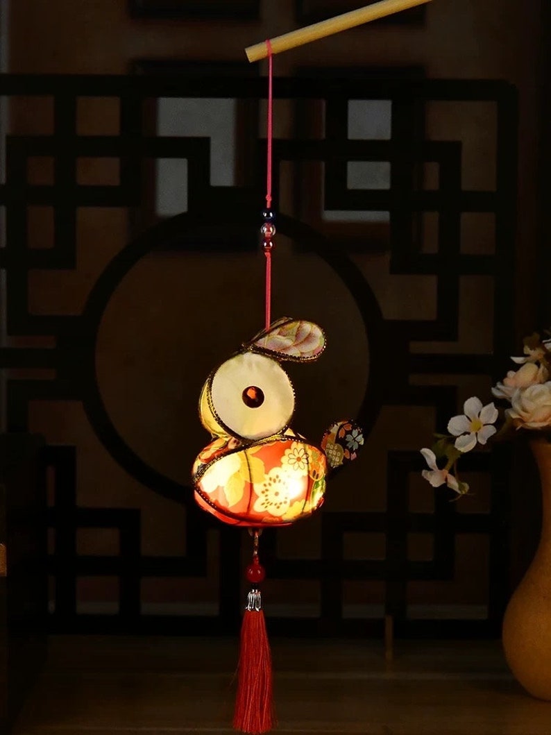 2 Chinese Mini Rabbit Lantern Mid Autumn Festival Decor CNY Decor Kids ...