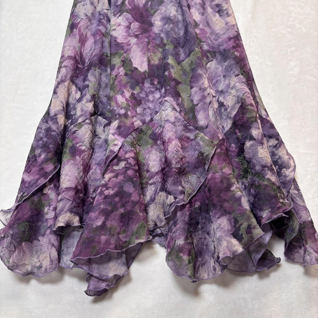 Purple Floral Chiffon Bias Dress Fairycore Cottagecore Whimsigoth ...