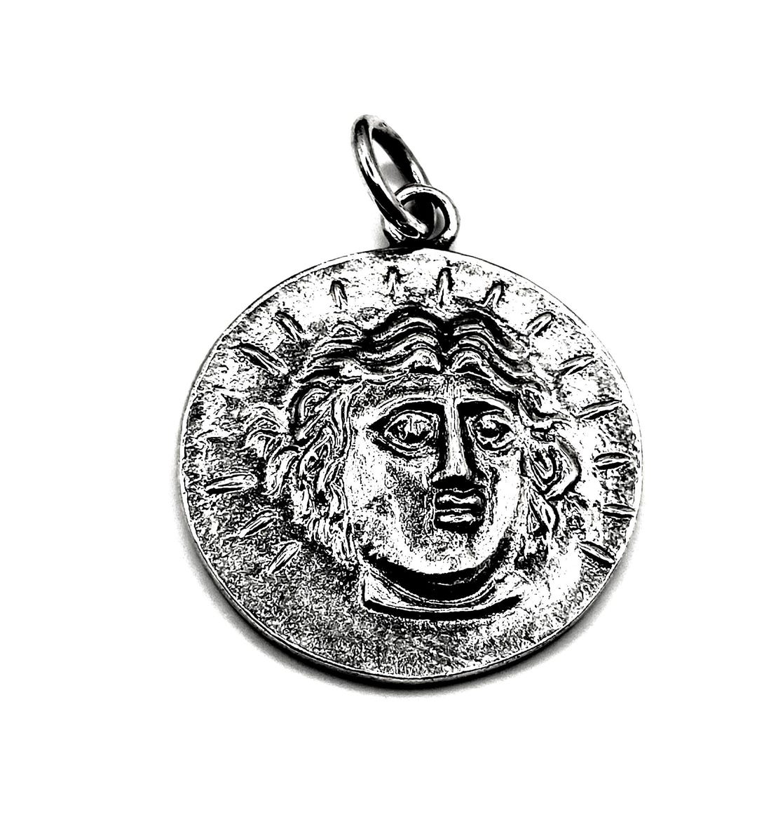 925 Sterling Silver Greek God of Sun Helios Coin Pendant - Etsy