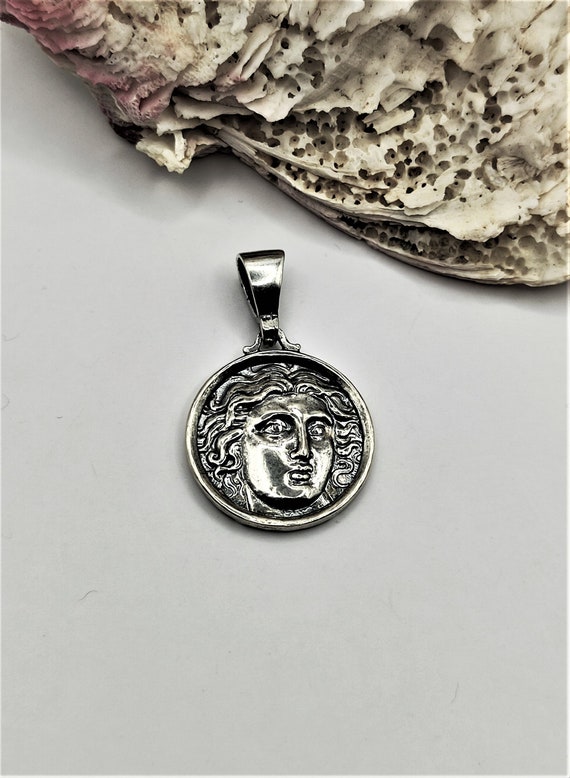 Handmade Greek God of Sun Helios Silver Pendant | Etsy