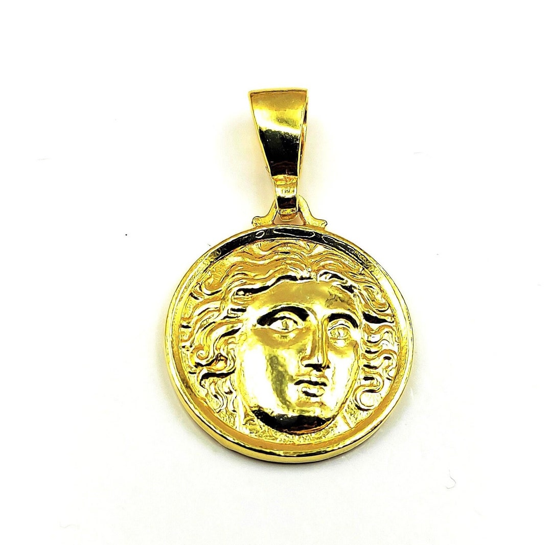 Handmade Greek God Helios Coin Silver Gold Plated Pendant - Etsy