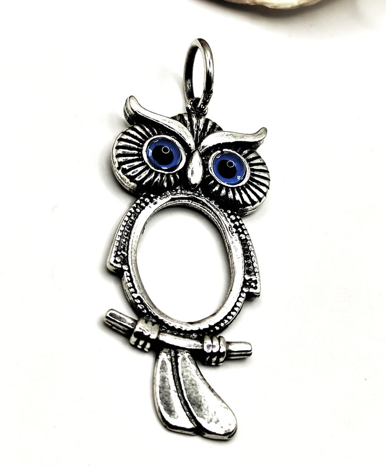 Owl Goddess Athena Silver 925 Pendant With Evil Eye - Etsy