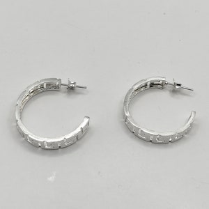 Greek Key Meander Silver Hoop Earrings for Women - Etsy