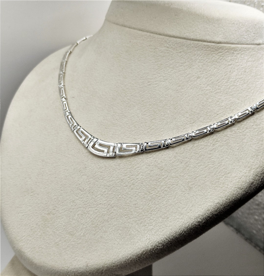 Handmade Ancient Greek Key Meander Silver Necklace for Women - Etsy