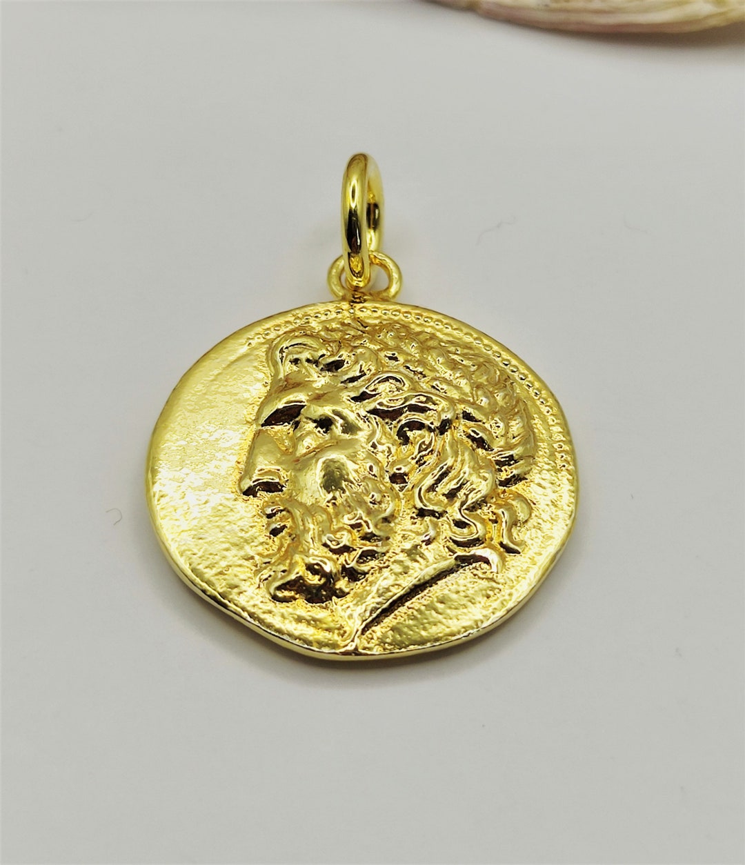 Greek God Zeus Coin Silver Gold Plated Pendant - Etsy