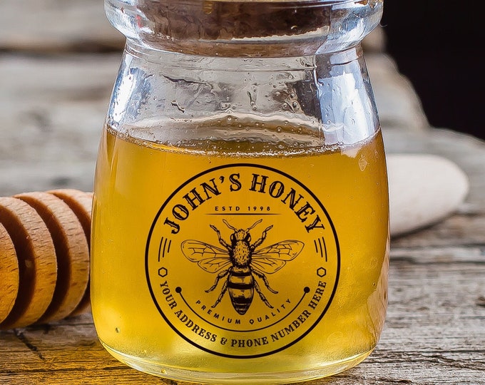 Honey Labels, 36 Round Stickers Custom Honey Jars or Baked Goods ...