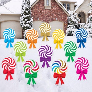 Christmas Peppermint Yard Sign Cutouts Christmas Candy Theme - Etsy