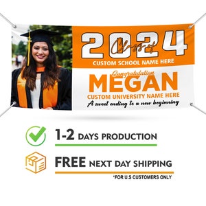 Personalized Graduation Banner 2024 With Photo, High School, College ...