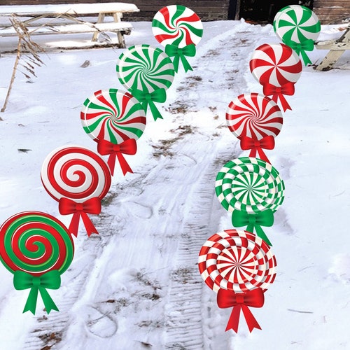 Christmas Peppermint Yard Sign Cutouts Christmas Candy Theme - Etsy