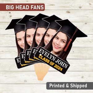Custom Face Fans With Wooden Handle, Graduation Head, Grad Face Fans ...