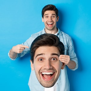 Custom Big Large Face Fans With Wooden Handle, Wedding Heads ...